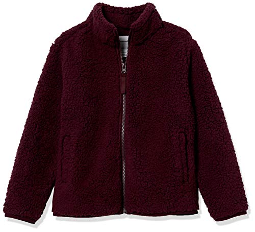 Amazon Essentials Girls' Sherpa Fleece Full-Zip Jacket, Burgundy, X-Small