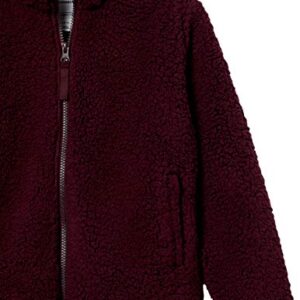 Amazon Essentials Girls' Sherpa Fleece Full-Zip Jacket, Burgundy, X-Small