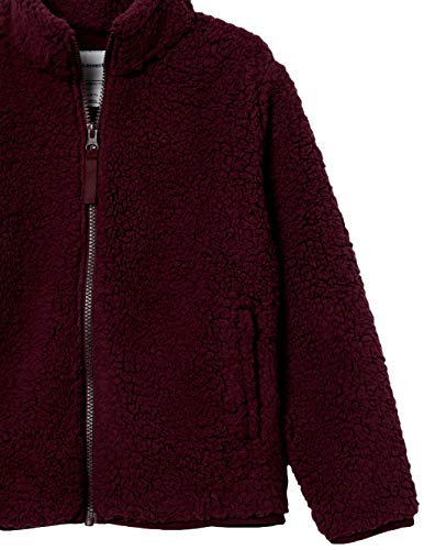 Amazon Essentials Girls' Sherpa Fleece Full-Zip Jacket, Burgundy, X-Small