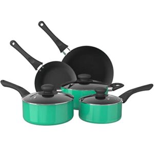 aluminum alloy non-stick cookware set, pots and pans - 8-piece set (green)