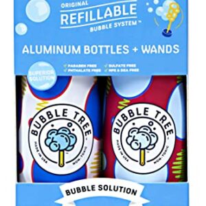 Sustainable Bubble Tree Original Refillable Bubble System Aluminum Bottles (4 Pack of Bubble Solution Made in The USA)