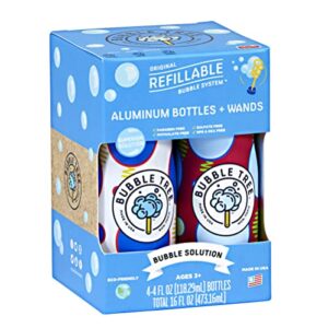 Sustainable Bubble Tree Original Refillable Bubble System Aluminum Bottles (4 Pack of Bubble Solution Made in The USA)