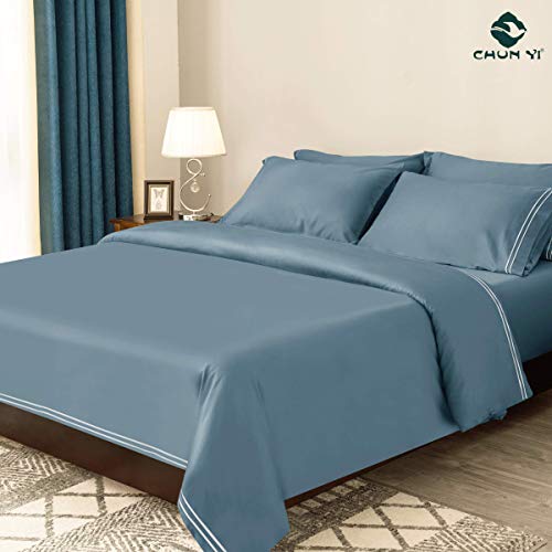 CHUN YI 3pcs King Bedding Duvet Cover Set Cotton Tencel Lyocell Bed Set, Duvet Cover King Cal King, 1 Duvet Cover and 2 Pillowcases, King/California King, Light Blue