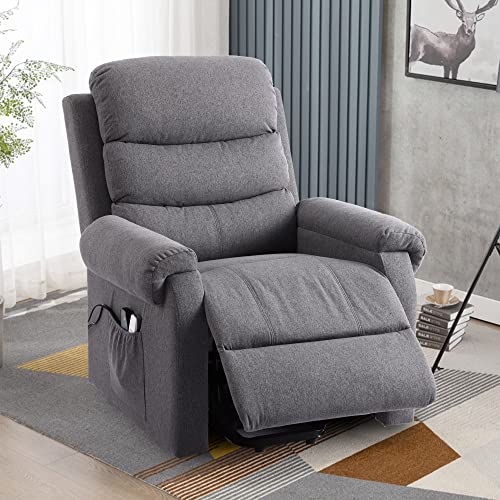 BINGTOO Power Lift Recliner Chair with Massage and Heat, Electric Recliners for Elderly, Fabric Heated Vibration Massage Sofa Living Room Chair with USB Port, Remote Control, Cuoholder, 2 Side Pockets