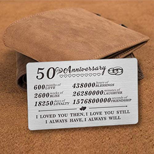 50th 50 Year Wedding Anniversary Wallet Card Gifts Decorations for Men Women Him Husband Her Wife Couples