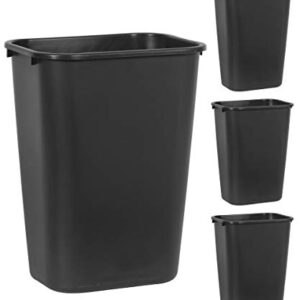 Rubbermaid Commercial Products 41QT/10.25 GAL Wastebasket Trash Container, for Home/Office/Under Desk, Black (FG295700BLA), Pack of 4