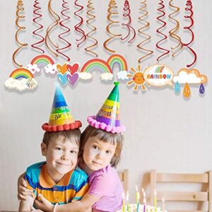 30Ct Rainbow Hanging Swirl Decorations - Sunshine Birthday Party Supplies Fan Decors