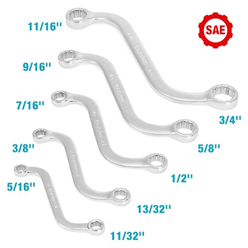 DURATECH S-Style Box Wrench Set, SAE, 5-Piece, 5/16'' to 3/4'', 12 Point, CR-V Steel, with EVA Foam Tool Organizer