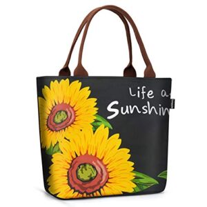 gloppie lunch bag women insulated womens lunch bag for work leakproof lunch tote sunflower adults lunch box purse reusable lunch cooler bag loncheras para mujer 9l