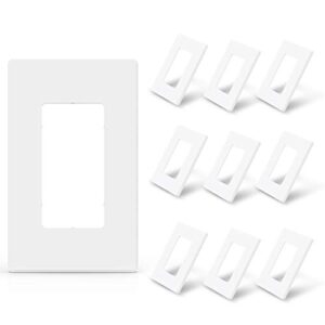 elegrp matte white 1-gang screwless decorative wall plates, standard size unbreakable thermoplastic faceplate cover for decorator receptacle outlet switch, ul listed (10 pack)