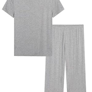 Joyaria Womens Summer Cooling Pajamas/Pjs Short Sleeve Capri Bamboo Pjs Ultra Soft Lightweight Sleepwears Set Petite (Light Gray, Small)