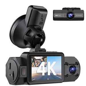 vantrue n2s 4k dash cam with gps, front and inside dual 2.5k 1440p, ir night vision uber car camera, 24/7 recording parking mode, motion detection, 256gb supported