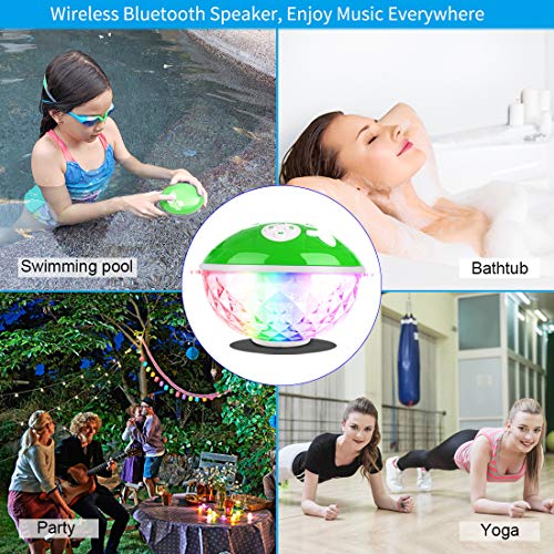 Waterproof Portable Bluetooth Speaker,Blufree Wireless Shower Speaker with Light Show,Built-in Mic,50ft Wireless Range,IPX7,Loud Stereo Sound Outdoor Speakers for Sports Travel Camping Home Party Pool