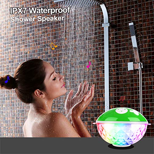 Waterproof Portable Bluetooth Speaker,Blufree Wireless Shower Speaker with Light Show,Built-in Mic,50ft Wireless Range,IPX7,Loud Stereo Sound Outdoor Speakers for Sports Travel Camping Home Party Pool