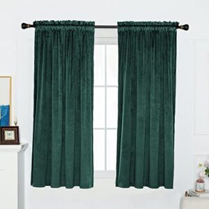 fy fiber house 2 window panels, room darkening, rod pocket super soft luxury velvet, energy efficient, 52w x 63l, decorative drapes, dark green