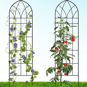 gray bunny garden trellis for climbing plants outdoor - 2 pack - 58" x 16" cucumber trellis, rust proof metal trellis for tomatoes, vines, flower beds, roses