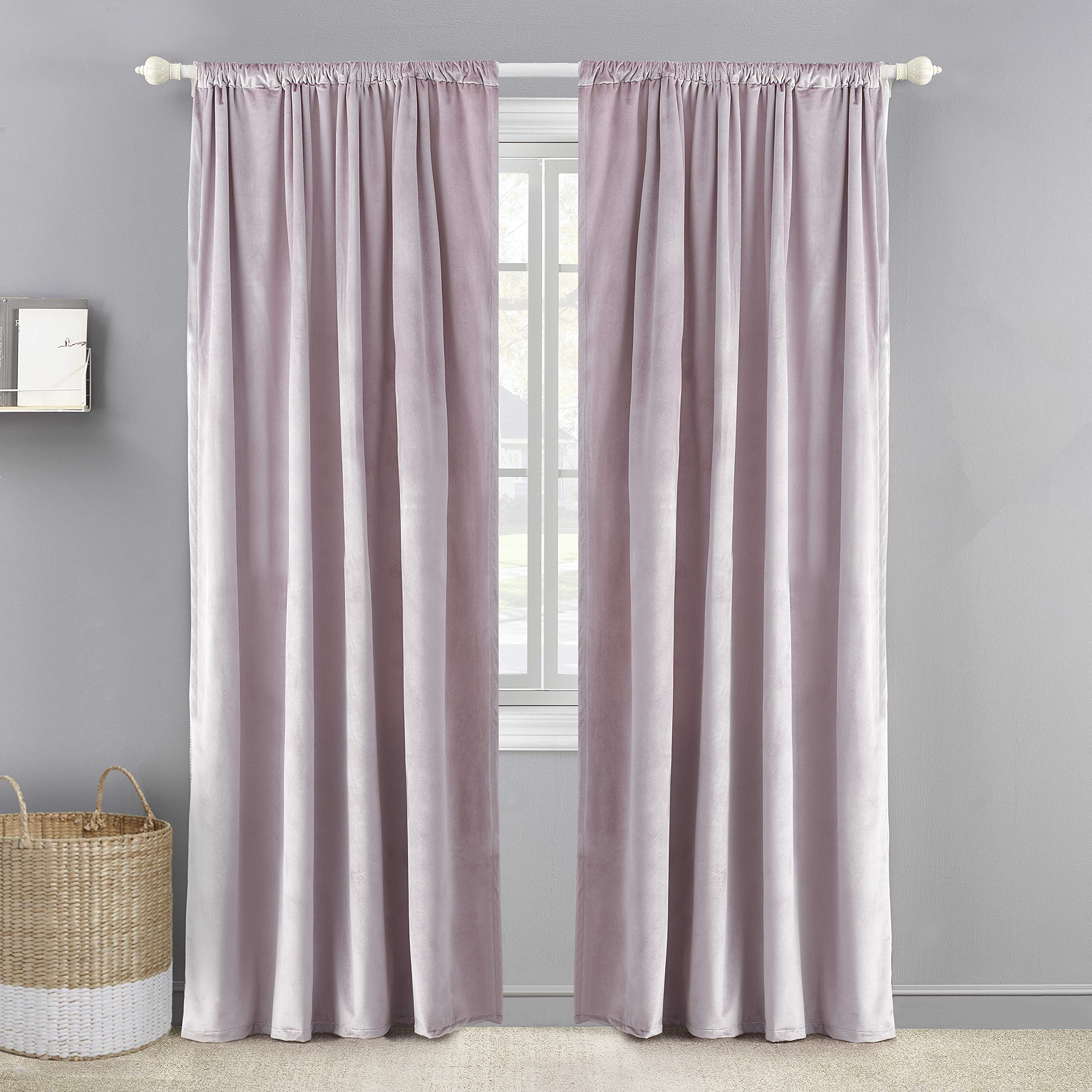 Levtex Home - Lilac Velvet Drape Panel - Window Panel with Rod Pocket - One Curtain Panel 84 inch Length - Lilac - 100% Polyester - Lined