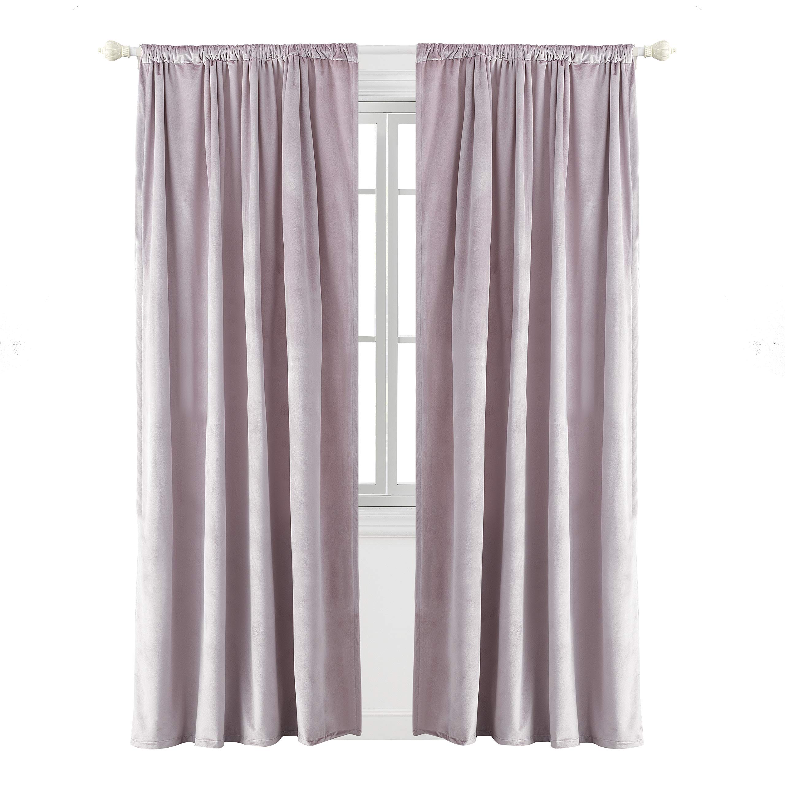 Levtex Home - Lilac Velvet Drape Panel - Window Panel with Rod Pocket - One Curtain Panel 84 inch Length - Lilac - 100% Polyester - Lined