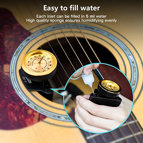 Guitar Humidifier - Guitto 2-in-1 Humidity Care System for Acoustic Guitar Humidifier Hygrometer GHD-01