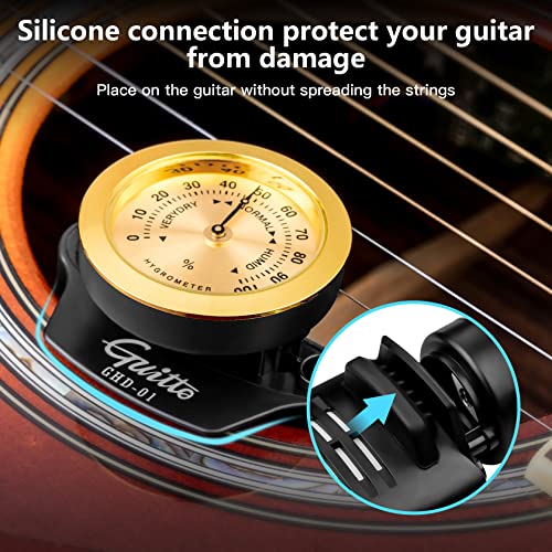 Guitar Humidifier - Guitto 2-in-1 Humidity Care System for Acoustic Guitar Humidifier Hygrometer GHD-01