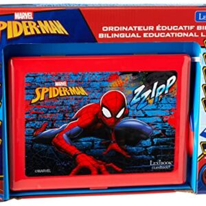 LEXiBOOK Disney Marvel Spider-Man - Educational and Bilingual Laptop French/English - Toy for Child Kid (Boys & Girls) 124 Activities, Learn Play Games and Music- Blue/Red, JC598SPi1