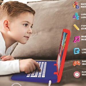 LEXiBOOK Disney Marvel Spider-Man - Educational and Bilingual Laptop French/English - Toy for Child Kid (Boys & Girls) 124 Activities, Learn Play Games and Music- Blue/Red, JC598SPi1