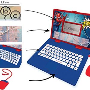 LEXiBOOK Disney Marvel Spider-Man - Educational and Bilingual Laptop French/English - Toy for Child Kid (Boys & Girls) 124 Activities, Learn Play Games and Music- Blue/Red, JC598SPi1