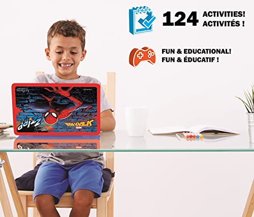 LEXiBOOK Disney Marvel Spider-Man - Educational and Bilingual Laptop French/English - Toy for Child Kid (Boys & Girls) 124 Activities, Learn Play Games and Music- Blue/Red, JC598SPi1