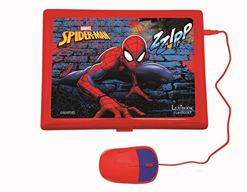 LEXiBOOK Disney Marvel Spider-Man - Educational and Bilingual Laptop French/English - Toy for Child Kid (Boys & Girls) 124 Activities, Learn Play Games and Music- Blue/Red, JC598SPi1