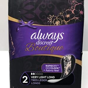 Always Discreet Boutique Incontinence Liners, Size 2, Very Light, Long, 32 Liners