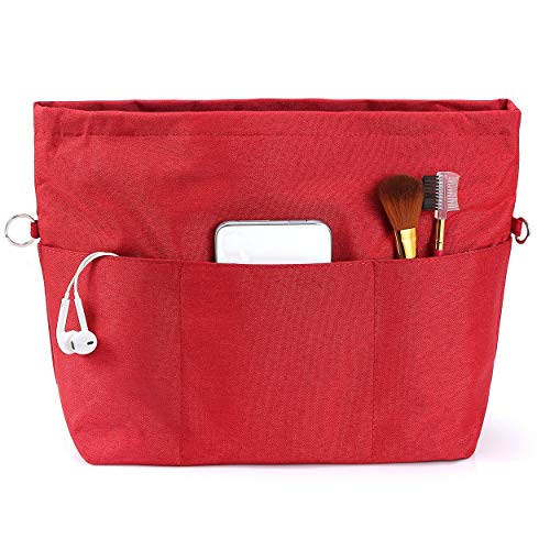 VANCORE Purse Bag Organizer Insert with 13 Pockets, Handbag and Tote Bag Inside Shaper with Zipper (Red, XXSmall)