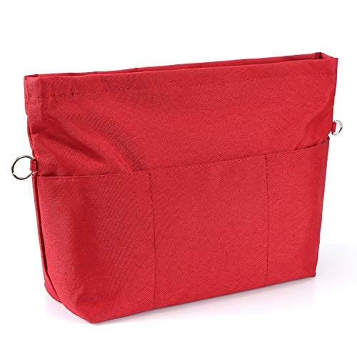 VANCORE Purse Bag Organizer Insert with 13 Pockets, Handbag and Tote Bag Inside Shaper with Zipper (Red, XXSmall)