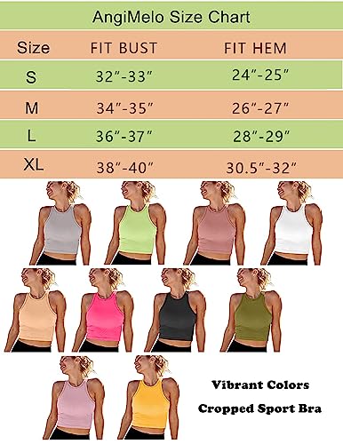 AngiMelo Womens Sports Bra Workout Crop Top Padded Yoga Gym Tank Sleeveless Running Shirts Racerback