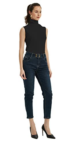 Sunfaynis Black Mock Turtleneck Sleeveless Tops for Women Soft Stretch Layering Top Shirt Turtleneck Tank Top (Black, M)