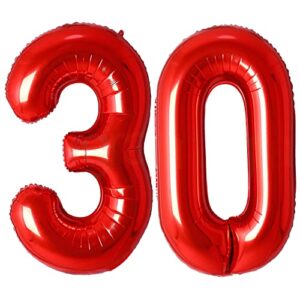 red 30 number balloons big giant foil balloon for 30th birthday party decorations 40 inch