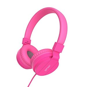 headphones for children lightweight stereo folding wired headphones for kids adults adjustable headband headset for cellphones smartphones iphone laptop computer mp3/4 earphones (pink)