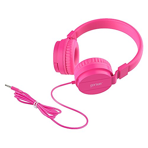 Headphones for Children Lightweight Stereo Folding Wired Headphones for Kids Adults Adjustable Headband Headset for Cellphones Smartphones iPhone Laptop Computer Mp3/4 Earphones (Pink)