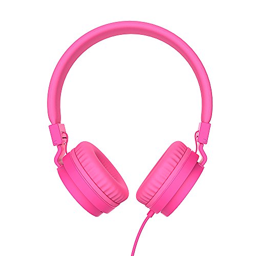 Headphones for Children Lightweight Stereo Folding Wired Headphones for Kids Adults Adjustable Headband Headset for Cellphones Smartphones iPhone Laptop Computer Mp3/4 Earphones (Pink)