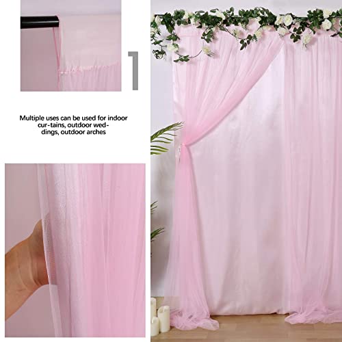 Pink Tulle Backdrop 5ftx7ft Backdrop Curtains for Baby Shower Baby Shower Sheer Curtain Birthday Party Satin Wedding Drapes Easter Decoration