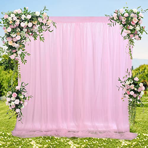 Pink Tulle Backdrop 5ftx7ft Backdrop Curtains for Baby Shower Baby Shower Sheer Curtain Birthday Party Satin Wedding Drapes Easter Decoration