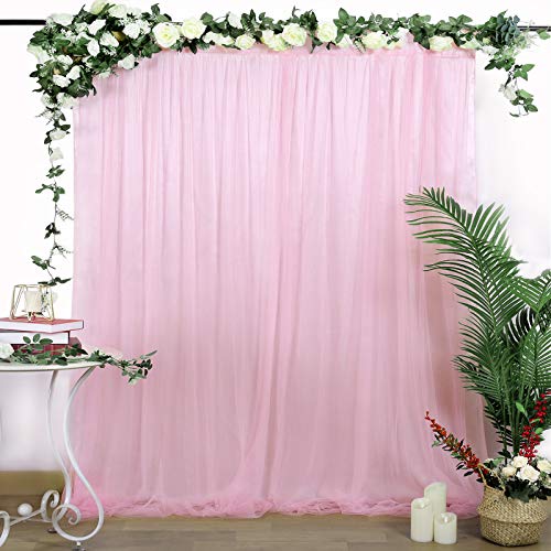 Pink Tulle Backdrop 5ftx7ft Backdrop Curtains for Baby Shower Baby Shower Sheer Curtain Birthday Party Satin Wedding Drapes Easter Decoration