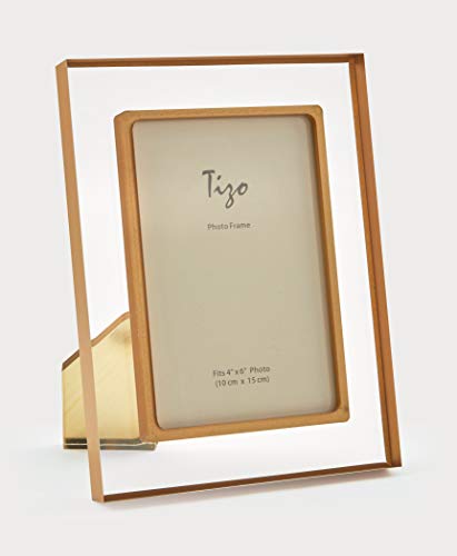 Tizo 5" X 7" Lucite Crystal Clear Photo Frame, Gold Backing