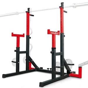 stozm combo barbell rack & adjustable weight bench (red)