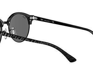 Ray-Ban RB4246 Clubround Round Sunglasses, Wrinkled Black On Black/Dark Grey, 51 mm