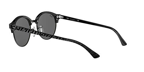 Ray-Ban RB4246 Clubround Round Sunglasses, Wrinkled Black On Black/Dark Grey, 51 mm