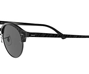 Ray-Ban RB4246 Clubround Round Sunglasses, Wrinkled Black On Black/Dark Grey, 51 mm