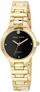 anne klein women's japanese quartz dress watch with metal strap, gold, 13.5 (model: ak/3608bkgb)