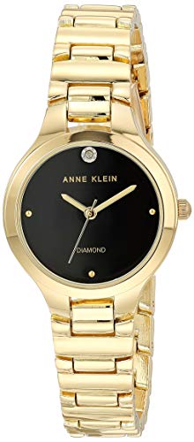 Anne Klein Women's Japanese Quartz Dress Watch with Metal Strap, Gold, 13.5 (Model: AK/3608BKGB)