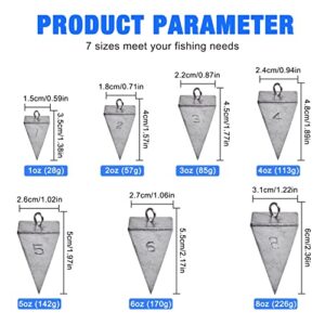 Pyramid Sinkers Fishing Weights, Bullet Fishing Weights Sinkers for Saltwater Surf Fishing Gear Tackle 8oz 6oz 5oz 4oz 3oz 2oz 1oz