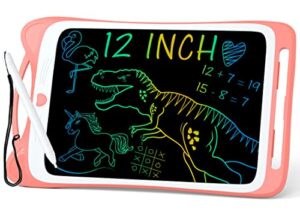 jasonwell kids drawing pad doodle board 12'' colorful toddler scribbler board erasable lcd writing tablet light drawing board educational learning toys gift for 2 3 4 5 6 7 8 year old girls boys